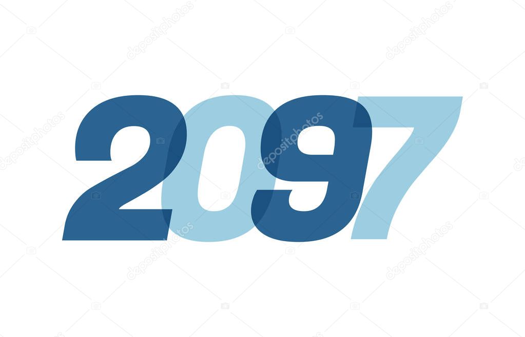 Feliz Año Nuevo 2097 Diseño de texto. 2097 Número de diseño del ...