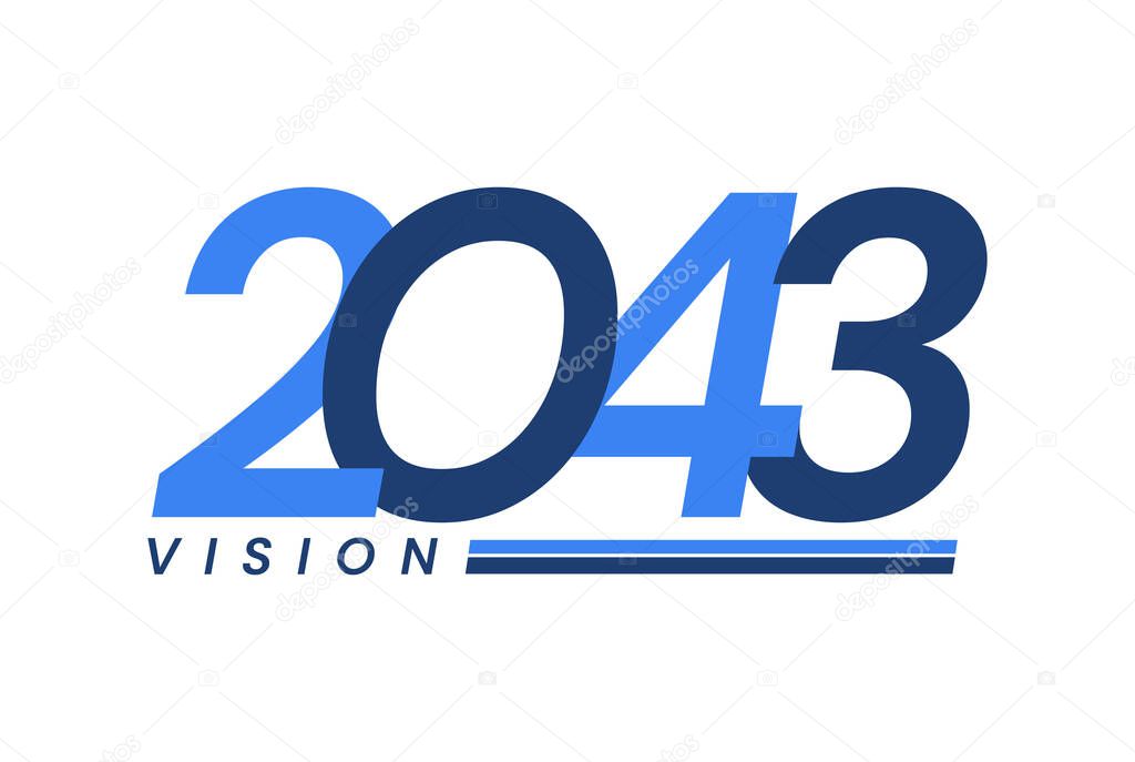 Feliz Año Nuevo 2043. 2043 Visión Diseño moderno para calendario ...