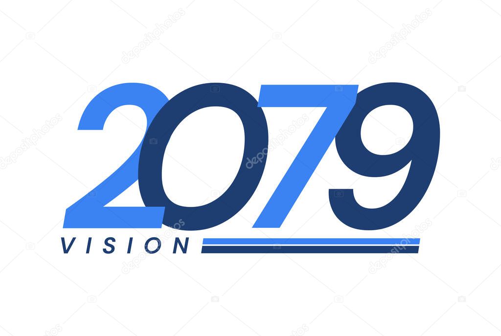 Feliz Año Nuevo 2079. 2079 Visión Diseño moderno para calendario ...