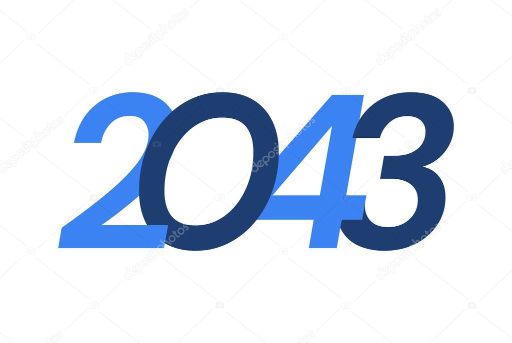 Diseño del logotipo del año nuevo feliz 2043, diseño moderno del año ...