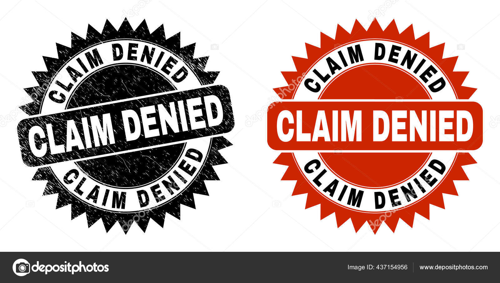 CLAIM DENIED Black Rosette Seal with Distress Texture Stock Vector by ...