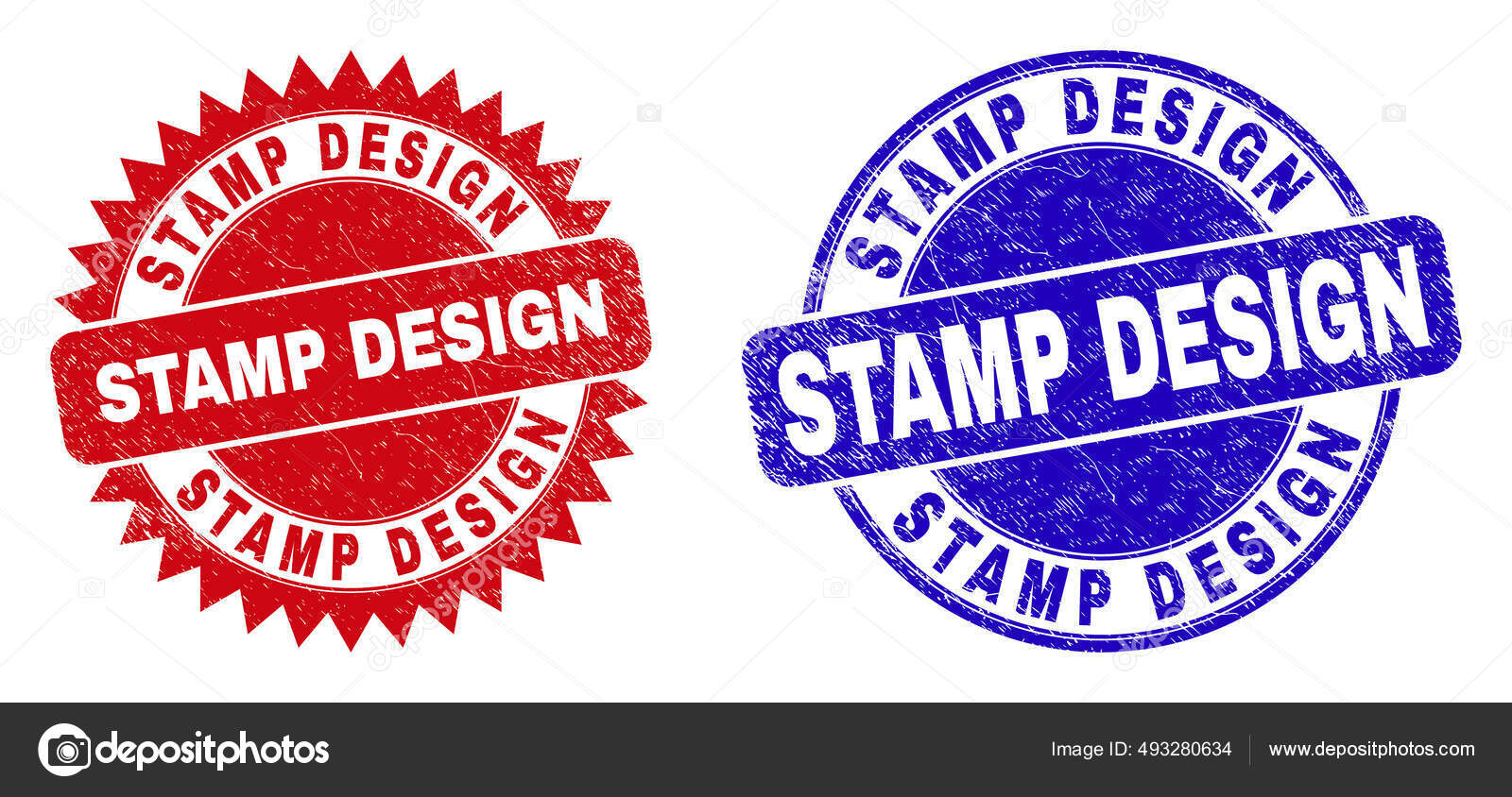 STAMP DESIGN Round and Rosette Watermarks with Grunge Texture Stock ...