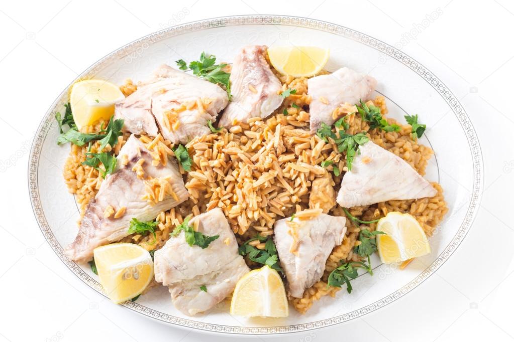Lebanese fish rice and nuts from above Stock Photo by ©Paul_Cowan 57220293