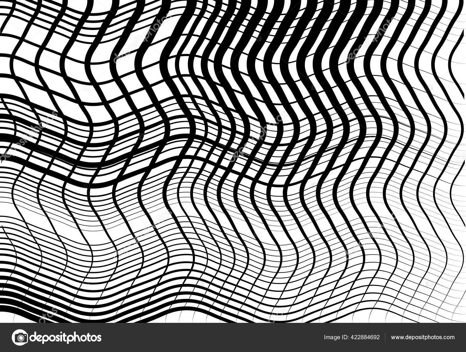 Grid Mesh Wavy Undulating Waving Billowy Lines Abstract Black White ...