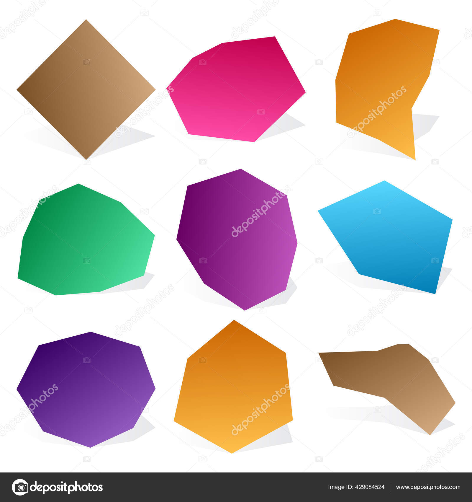 Edgy Geometric Stone Pebble Shapes Simple Basic Angular Angled Element ...