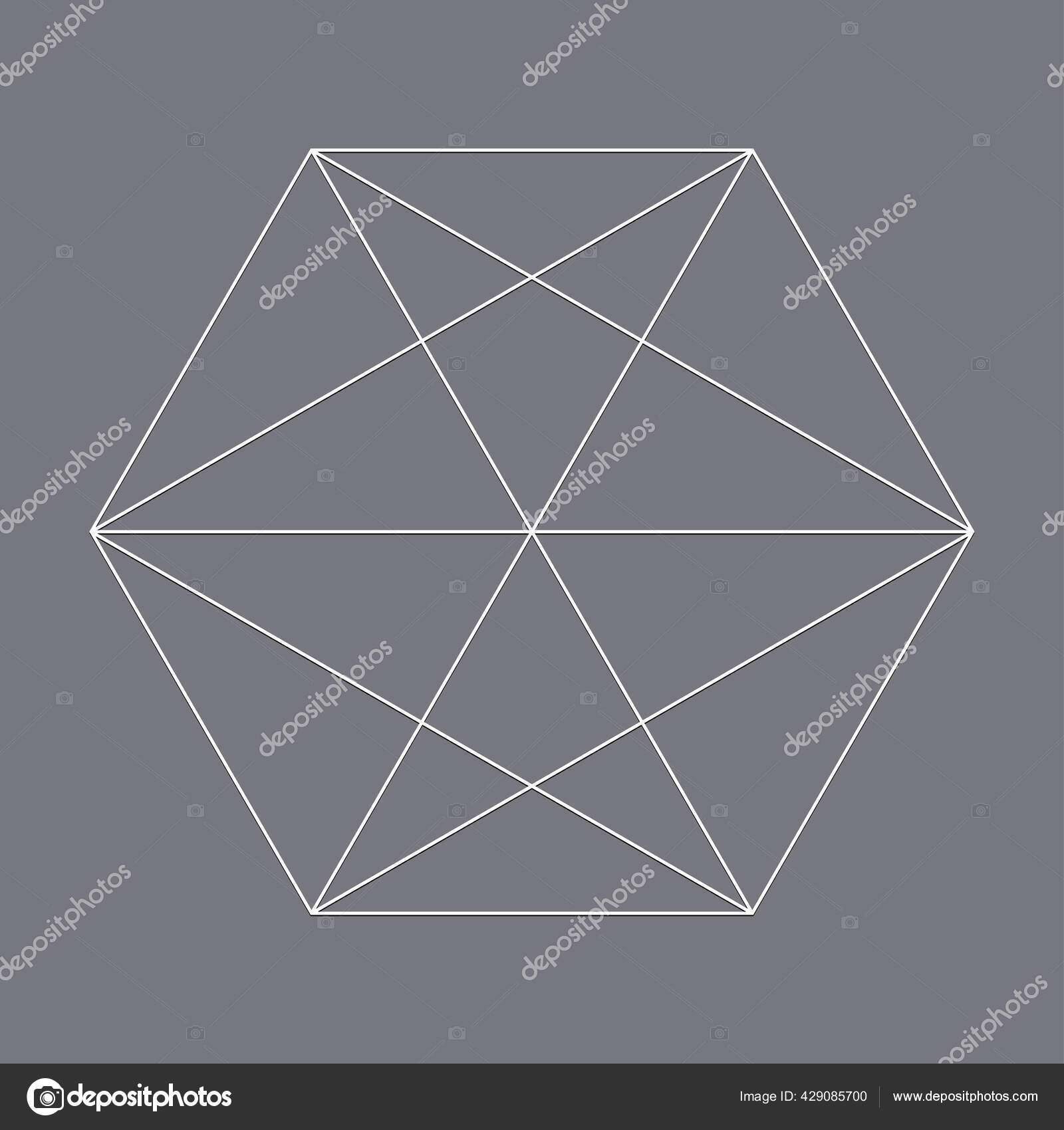 Geometric Polygon Diagonal Angles Drawn Geometry Vector Design Shape ...