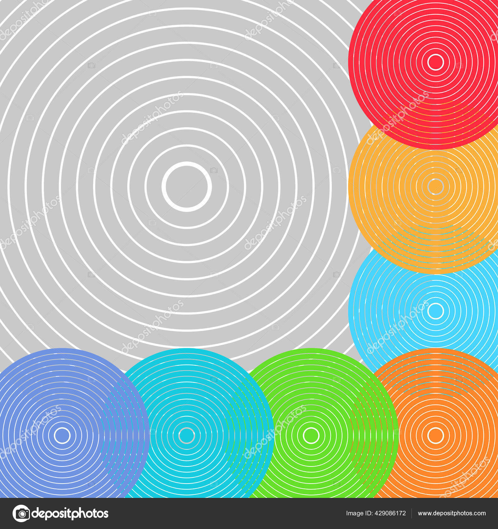 Overlapping Circles Rings Concentric Circular Radial Vector Element Set ...