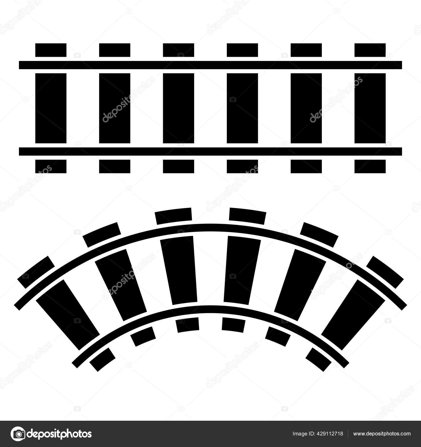 Jernbane Tog Spor Jernbane Kontur Silhuet Vektor Sporvogn Metro ...