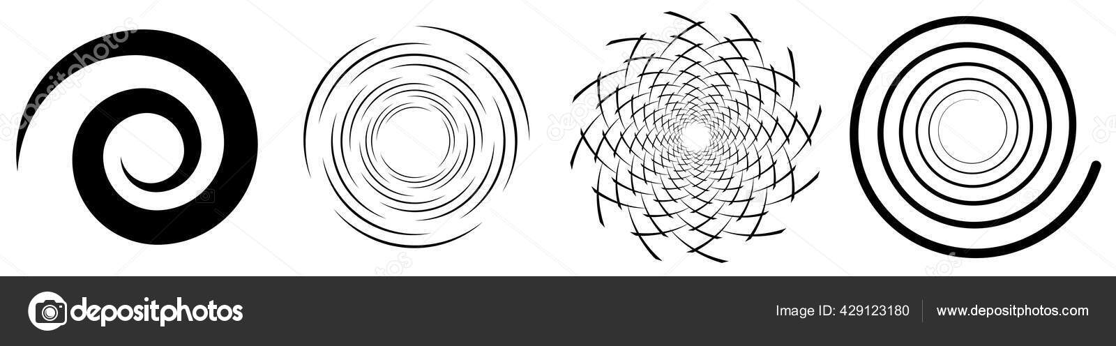 Spiral Swirl Twirl Element Set Rotating Circular Shape Vector ...