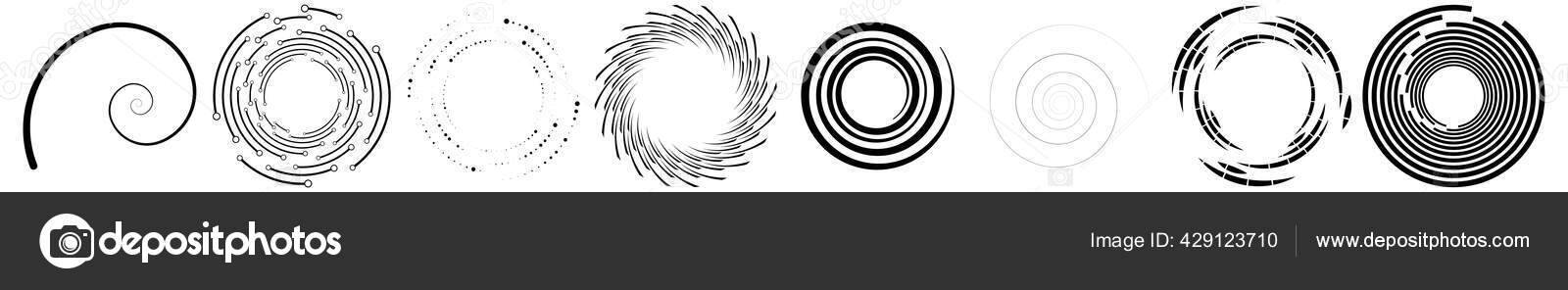 Spiral Swirl Twirl Element Set Rotating Circular Shape Vector ...