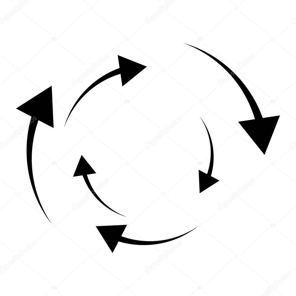 Flechas giratorias. Elemento de flecha concéntrico, radial y circular. Cursor cíclico, icono del ...