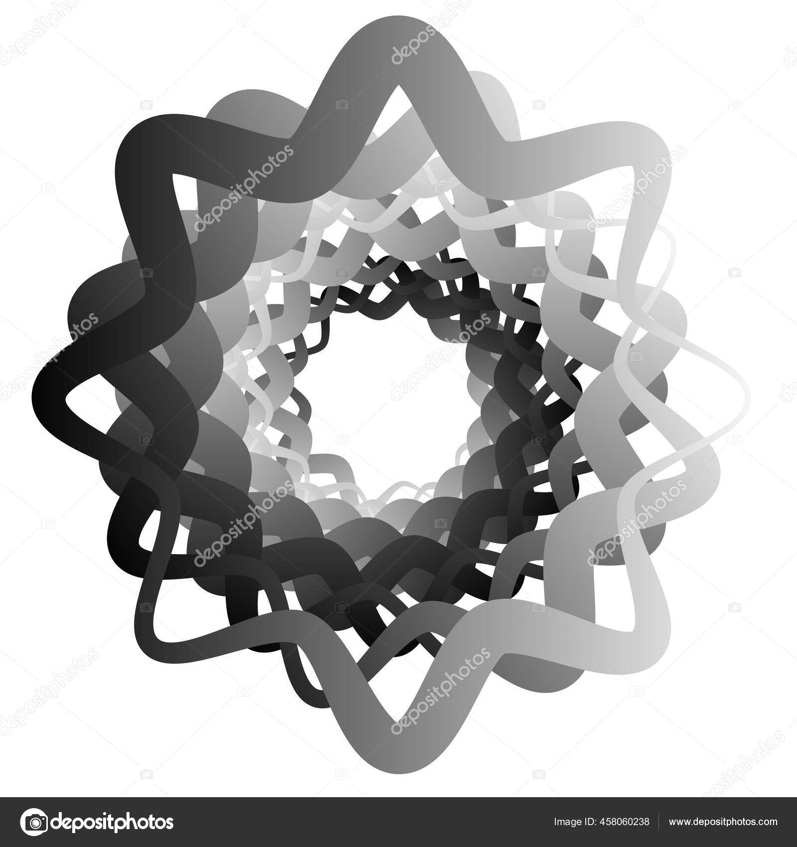 Squiggle Squiggly Lines Rotated Inwards Circular Spinning Cyclic ...