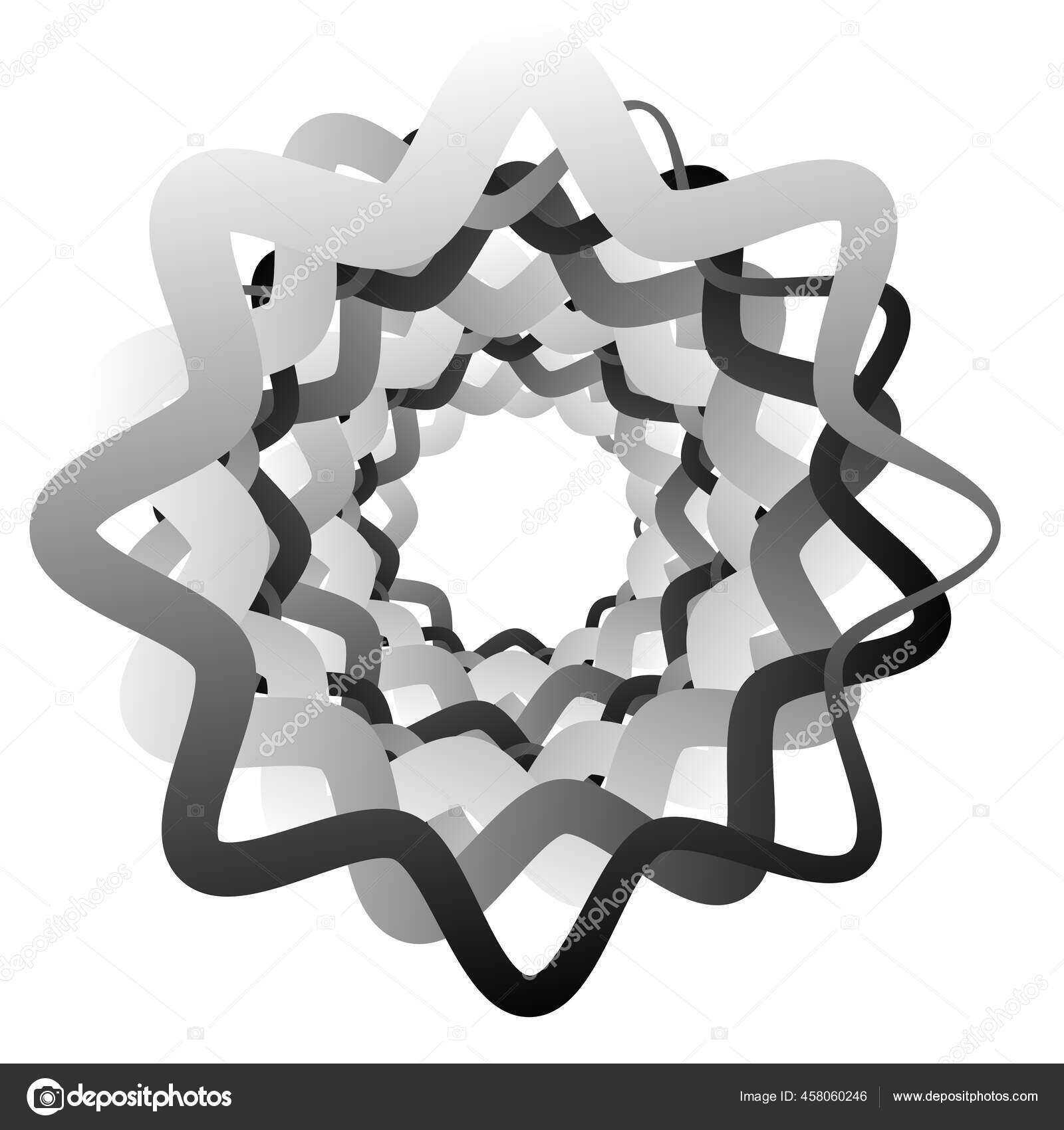 Squiggle Squiggly Lines Rotated Inwards Circular Spinning Cyclic ...