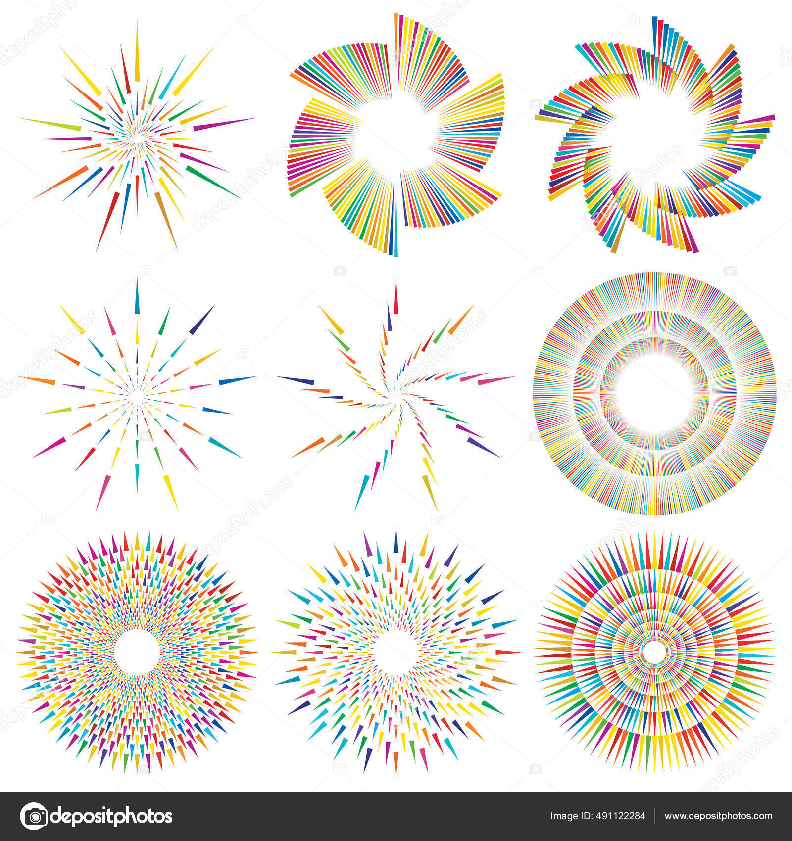 Radial Concéntrico Forma Triángulos Circulares Elemento Diseño Icono ...