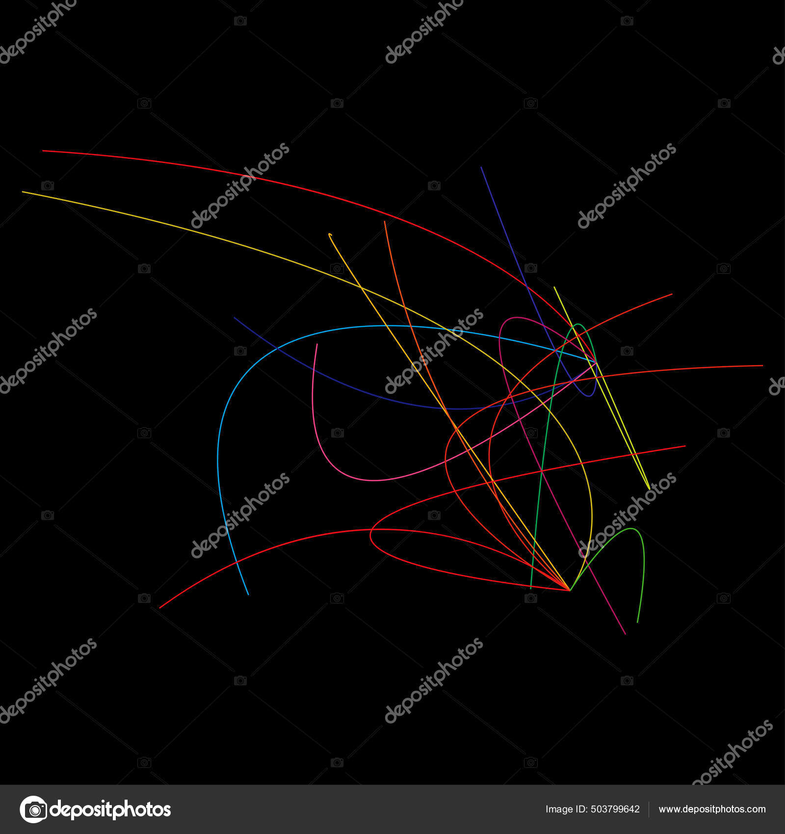 Random Curvy Squiggly Tangled Lines Knot Loop Billowy Freeform Lines ...
