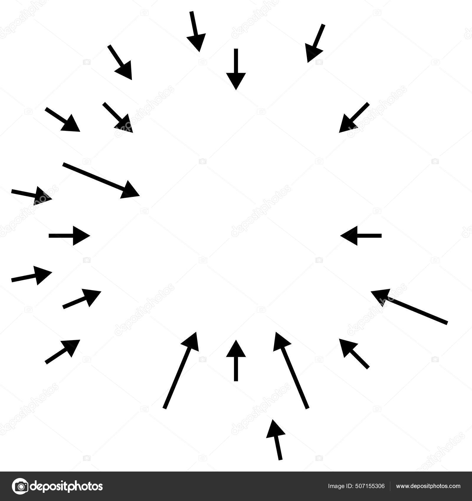 Arrows Pointing Inward Radial Radiating Arrows Pointers Stock Vector ...