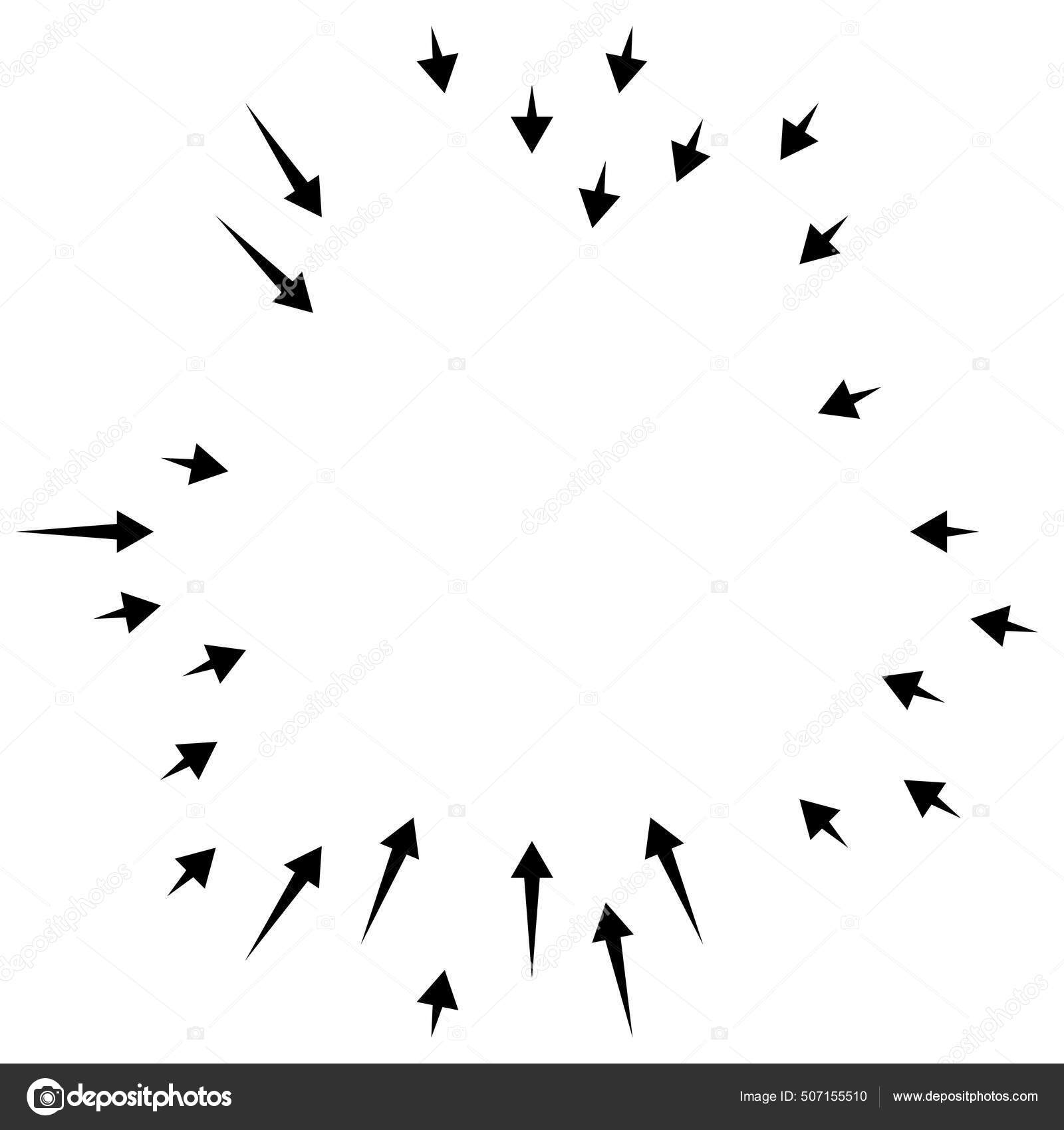 Arrows Pointing Inward Radial Radiating Arrows Pointers Stock Vector ...