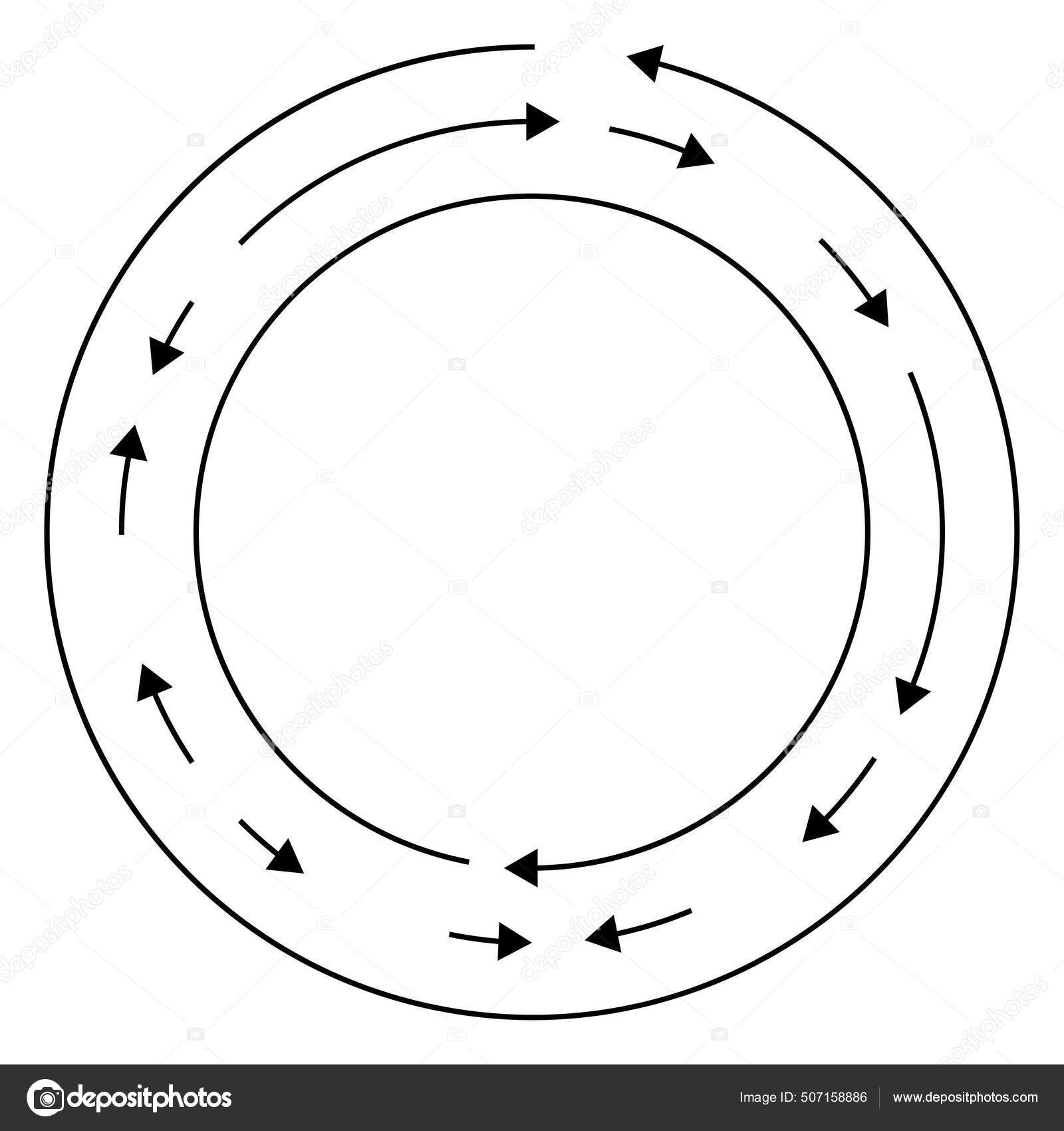 Circular Flechas Círculo Reversa Dirección Opuesta Vector de stock ...