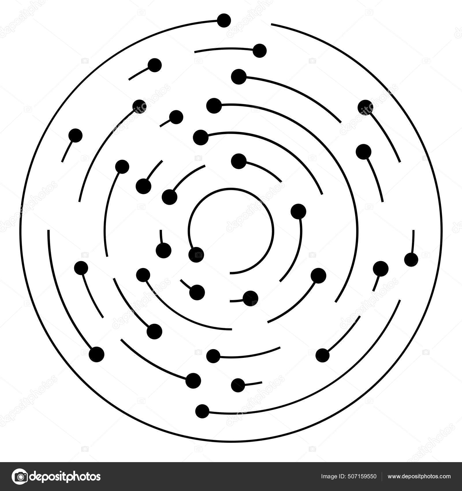 Linhas Circulares Concêntricas Círculos Segmentados Com Nós Pontos ...