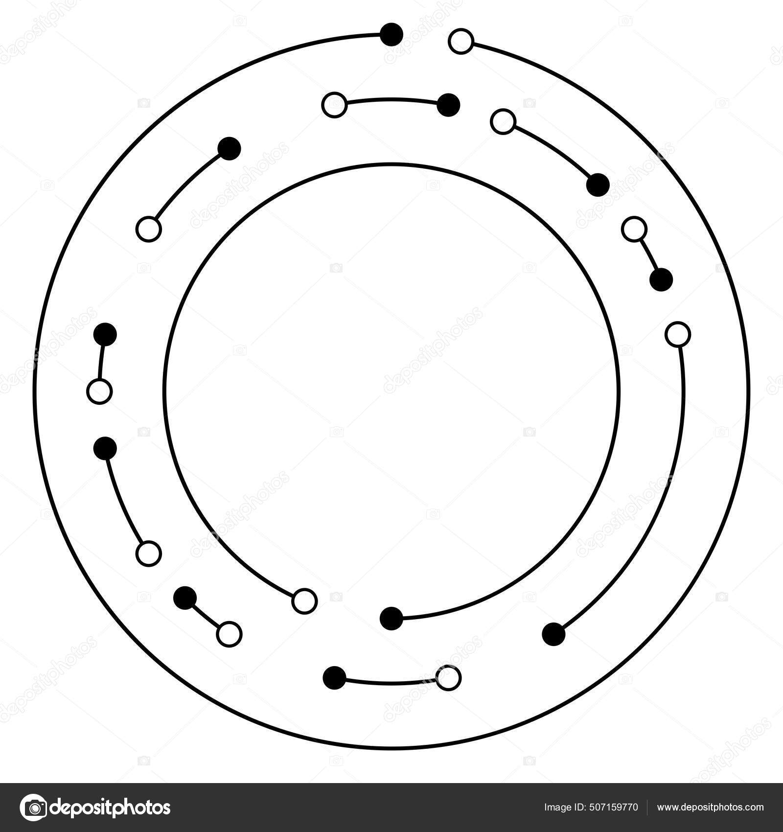 Líneas Circulares Concéntricas Círculos Segmentados Con Nodos Puntos ...