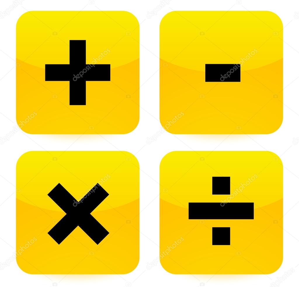 Bright, vivid math symbols (addition, subtraction, multiplication ...