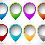 Colorful Map pins, Map markers. Abstract Push pins, thumbtacks, Stock ...