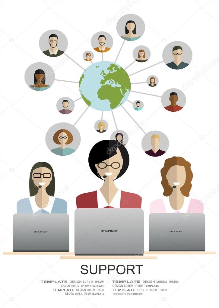 Flat design for client support. — Stock Vector © mitay20 #101116664