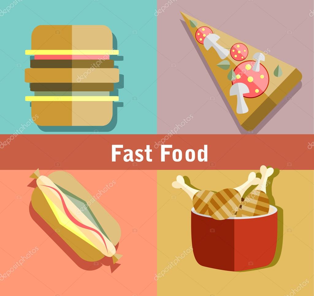 Fast food flat icons Stock Vector by ©mitay20 97389124 Fast food flat icons Stock Vector by ©mitay20 97389124