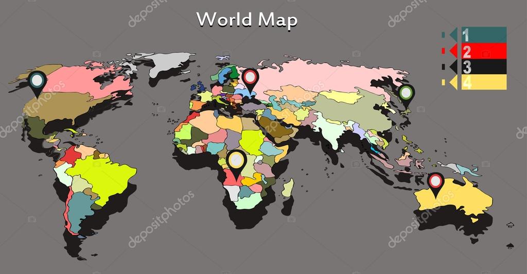 Colorful Detailed World Map Stock Vector Image by ©mitay20 #97428102