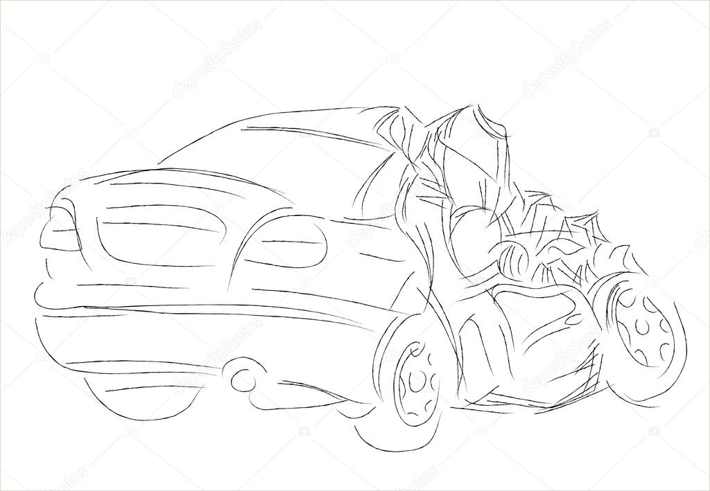 Outline wrecked car Stock Vector by ©mitay20 97474214