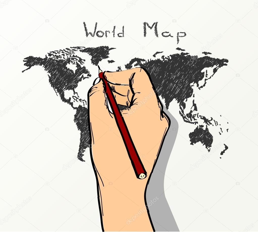 Human hand drawing world map — Stock Vector © mitay20 #97612808 Human hand drawing world map — Stock Vector © mitay20 #97612808