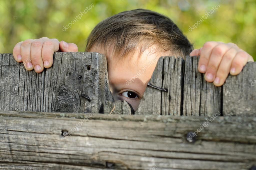 Baby Peeking Over Fence