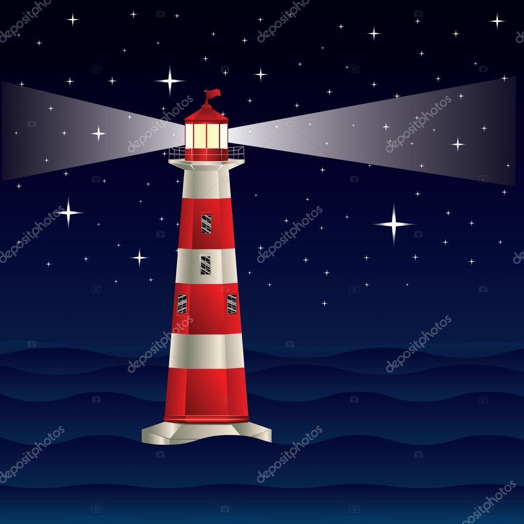 Faro y mar nocturno vector, gráfico vectorial © artshock imagen #101460824