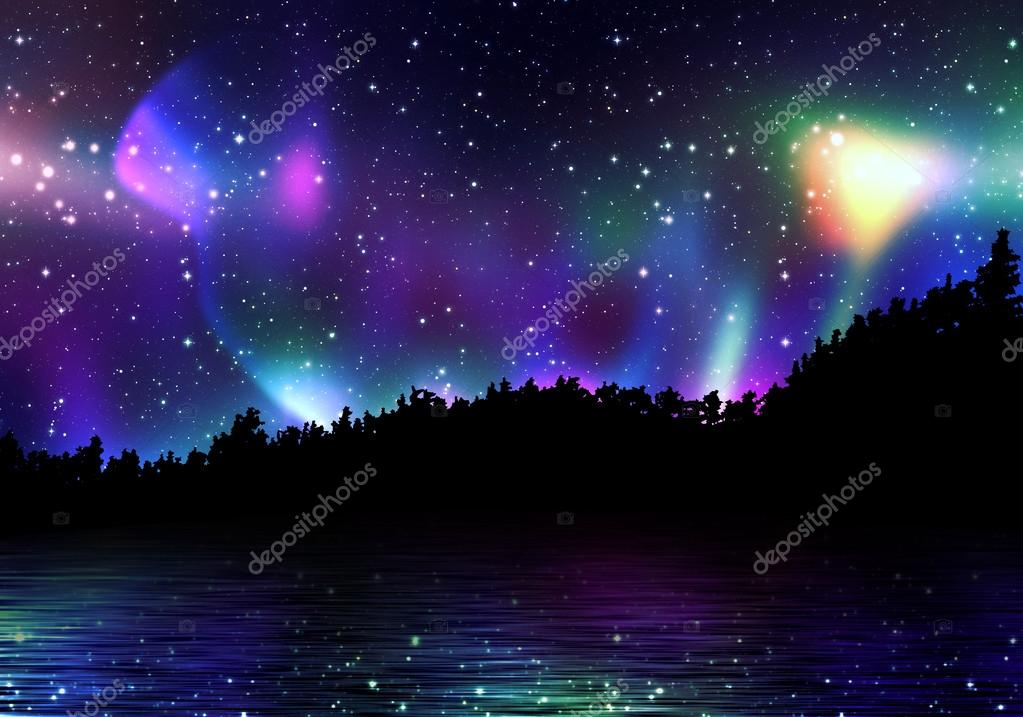 Colorful Aurora Borealis Stock Photo by ©artshock 59746475