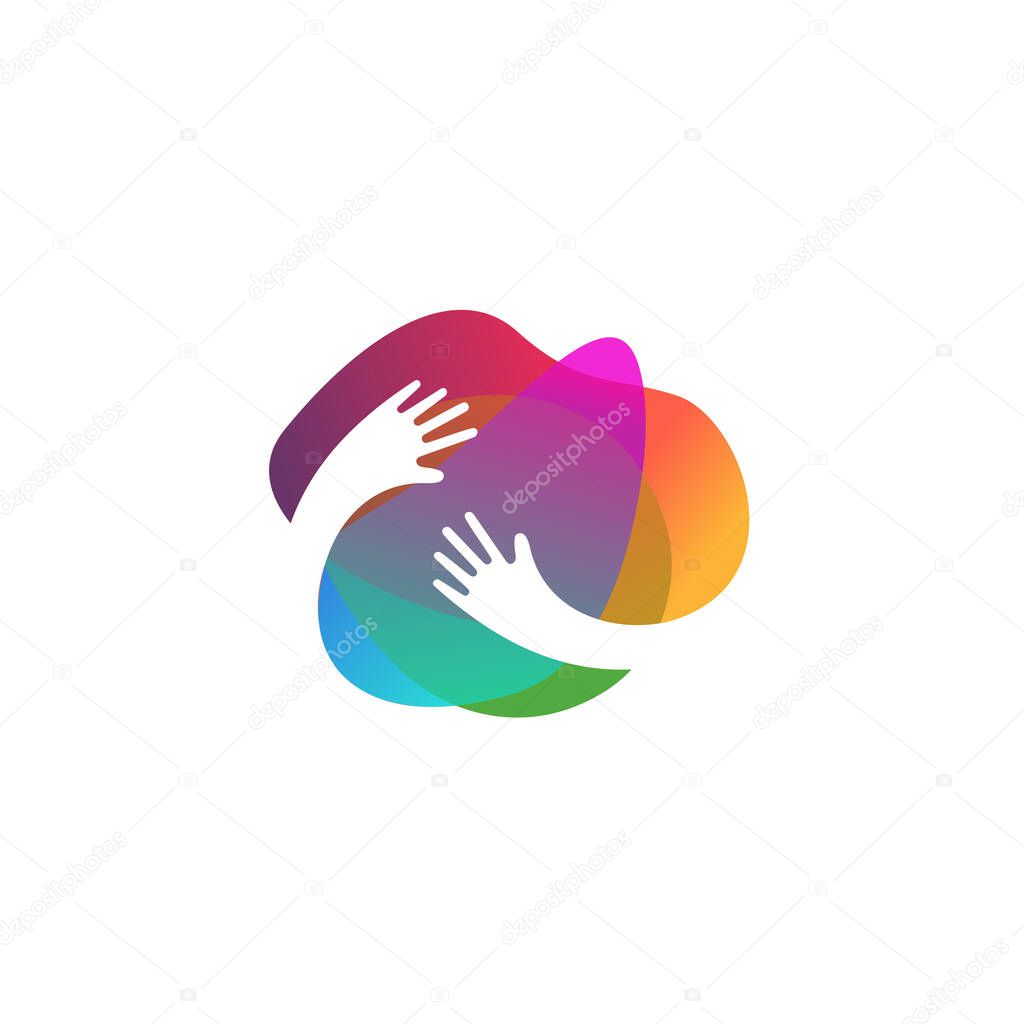 Vector de concepto de diseños de logotipo de abrazo colorido, plantilla ...