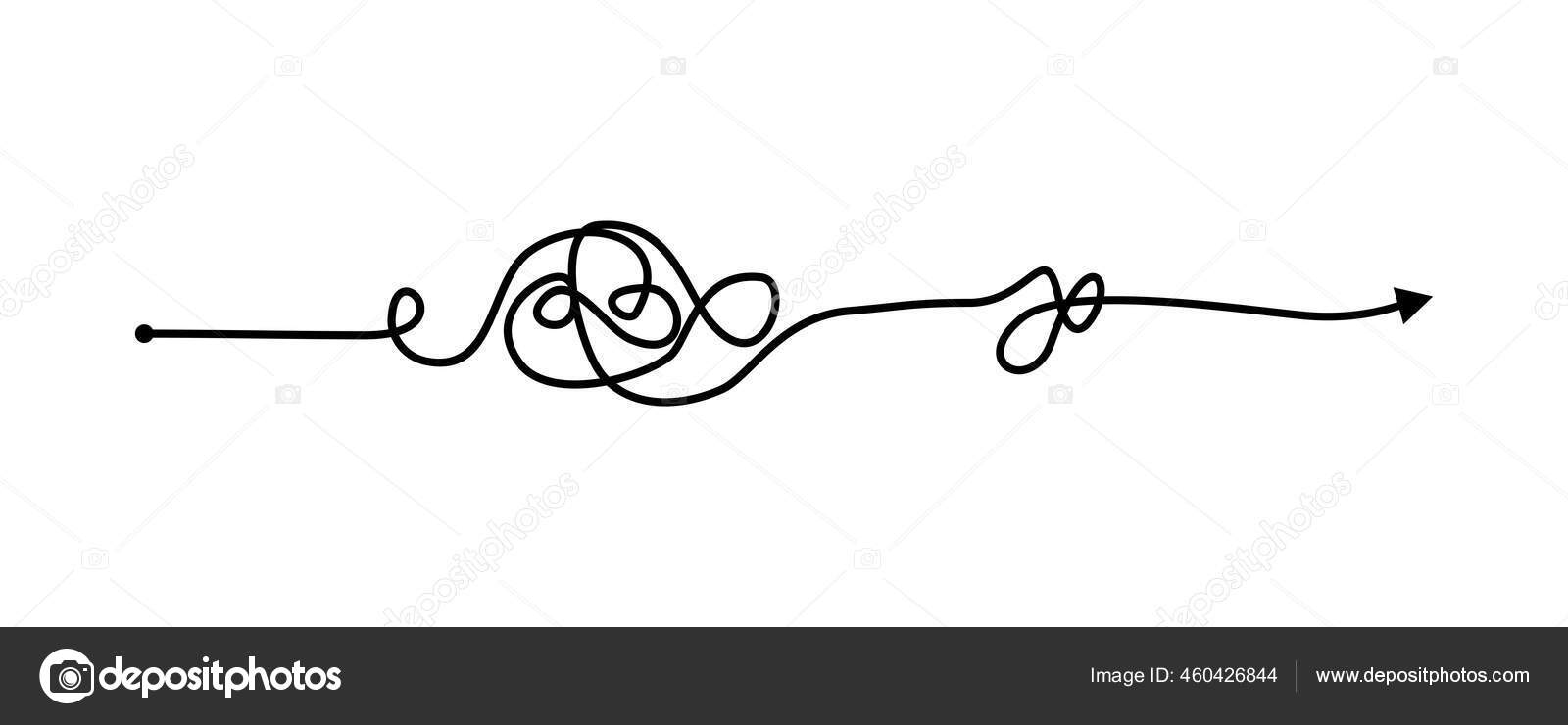 Trasslig Linje Komplexa Knut Vilar Rak Linje Isolerad Vektor ...