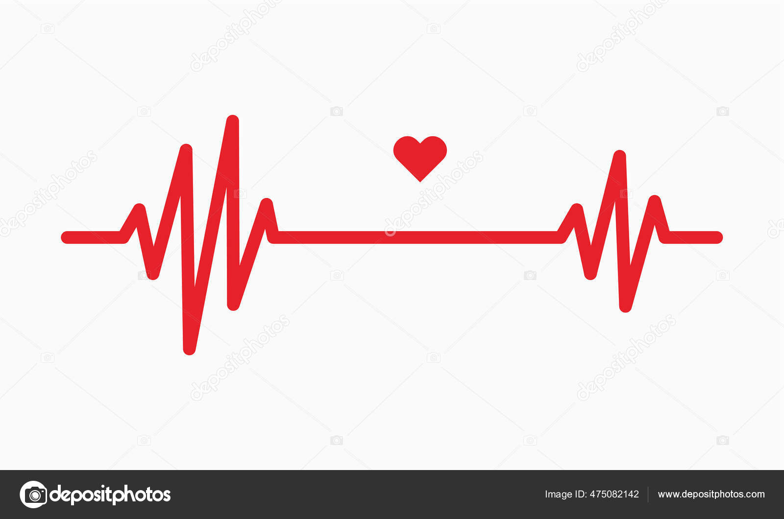 Ilustración Línea Latidos Del Corazón Trazado Pulso Ecg Ekg Símbolo ...