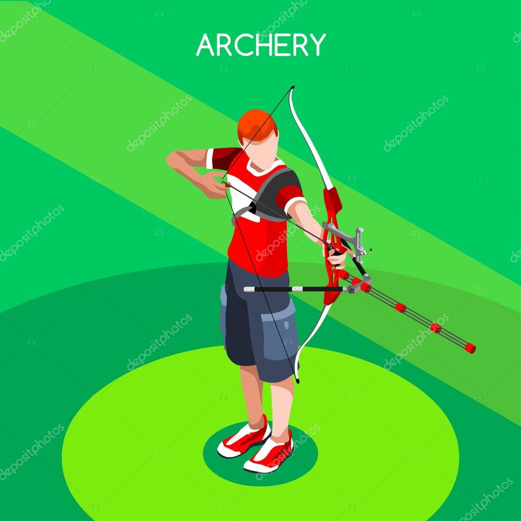 Archery Player Summer Games Icon Set.3D Isometric Archery Player ...