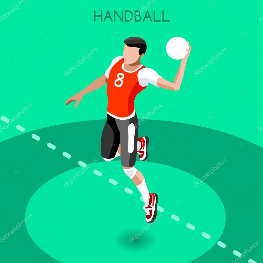 Handball Summer Games Icon Set.3D Isometric Athlete.Sporting ...