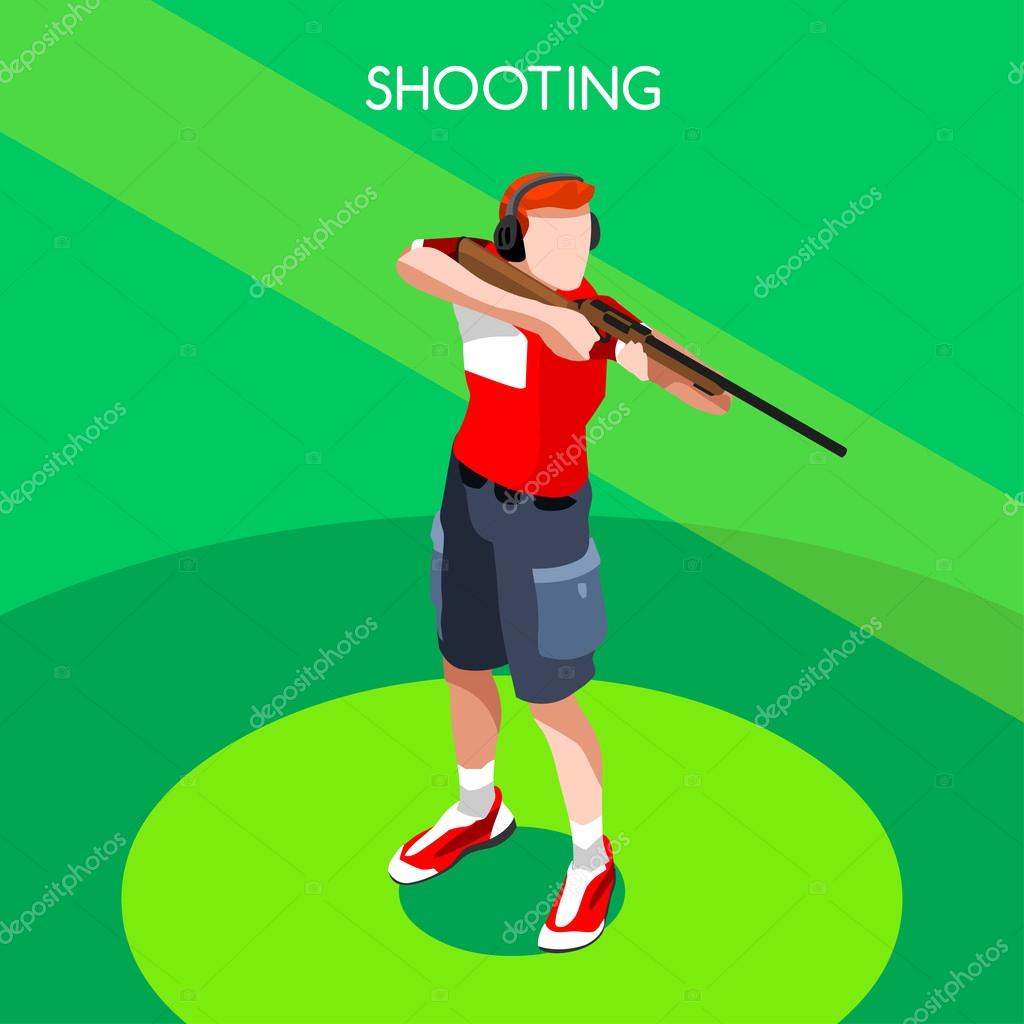 Shooting Player Summer Games Icon Set.3D Isometric Shooter Athlete ...