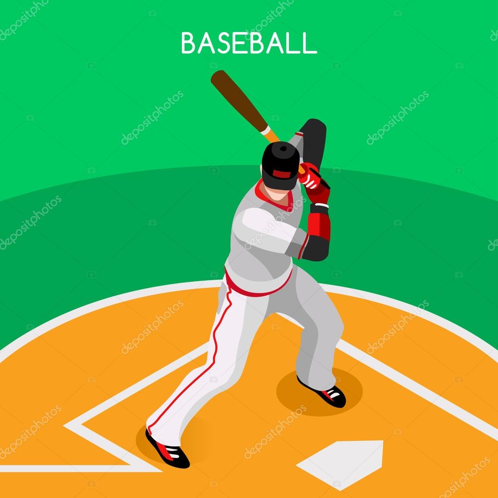 Baseball Player Sports Icon Set.3D Isometric Sport Set Baseball ...