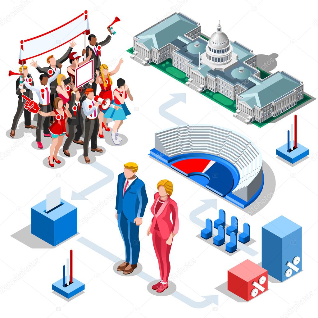 Election Infographic Us Politics Vector Isometric People Stock Vector ...