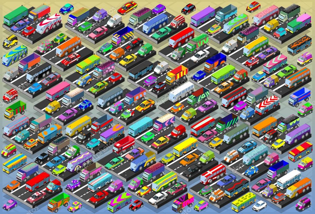 Isometric Cars, Buses, Trucks, Vans, Mega Collection All In Stock ...