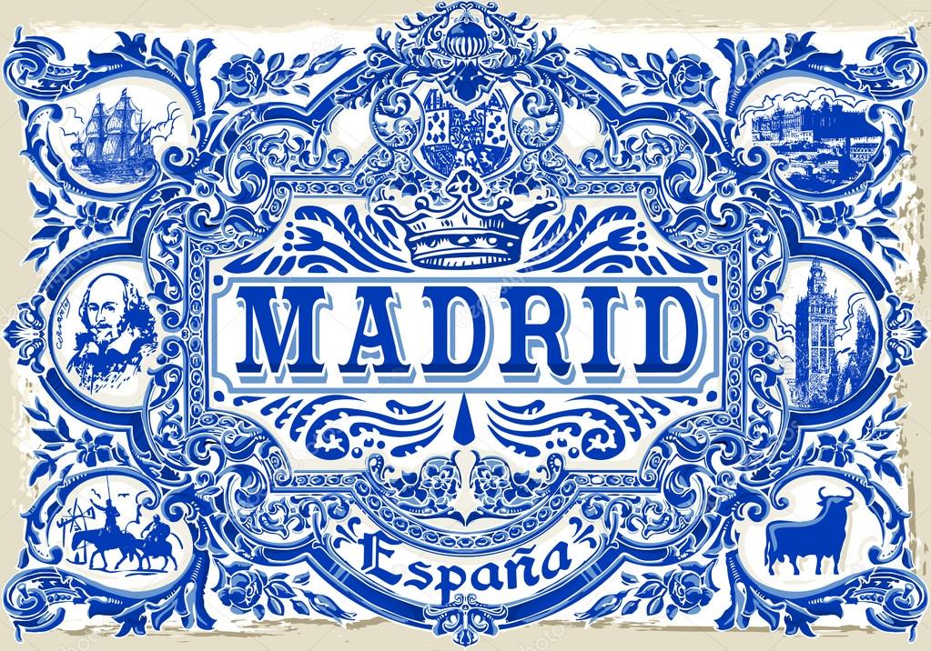 Madrid Azulejos 01 Vintage 2D Stock Vector Image by ©aurielaki #84979814