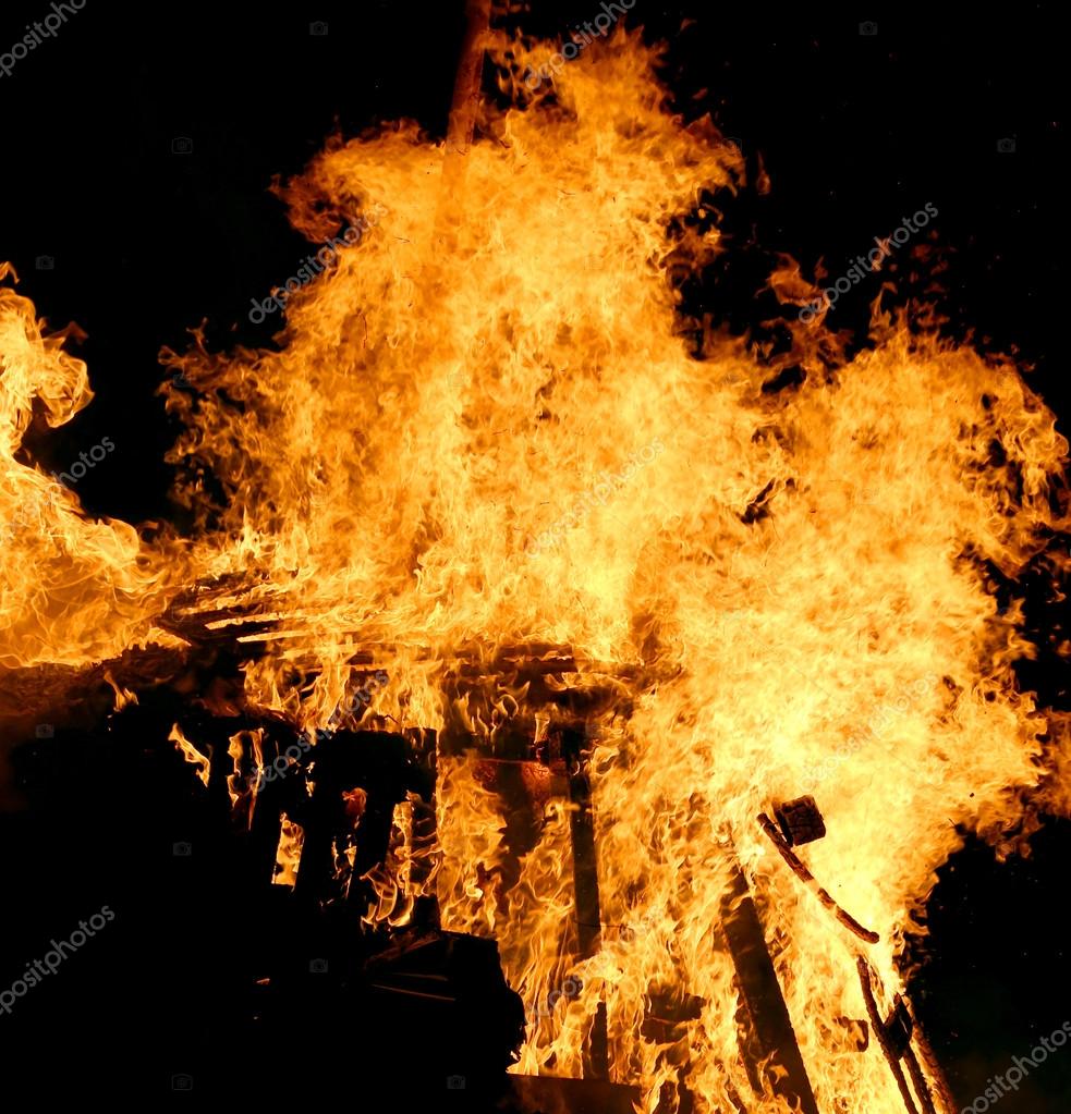 Flames of fire during a scary fire of a dwelling Stock Photo by ...