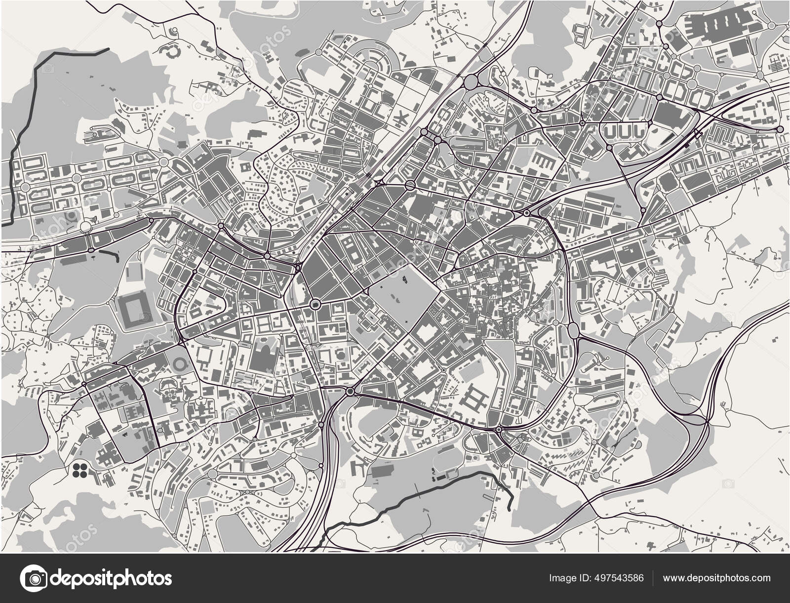 Map of the city of Oviedo, Spain Stock Vector by ©tish11 497543586