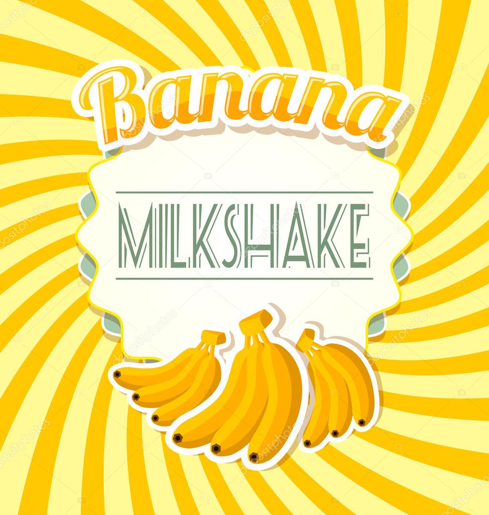Banana milkshake label in retro style on twisted background Stock ...