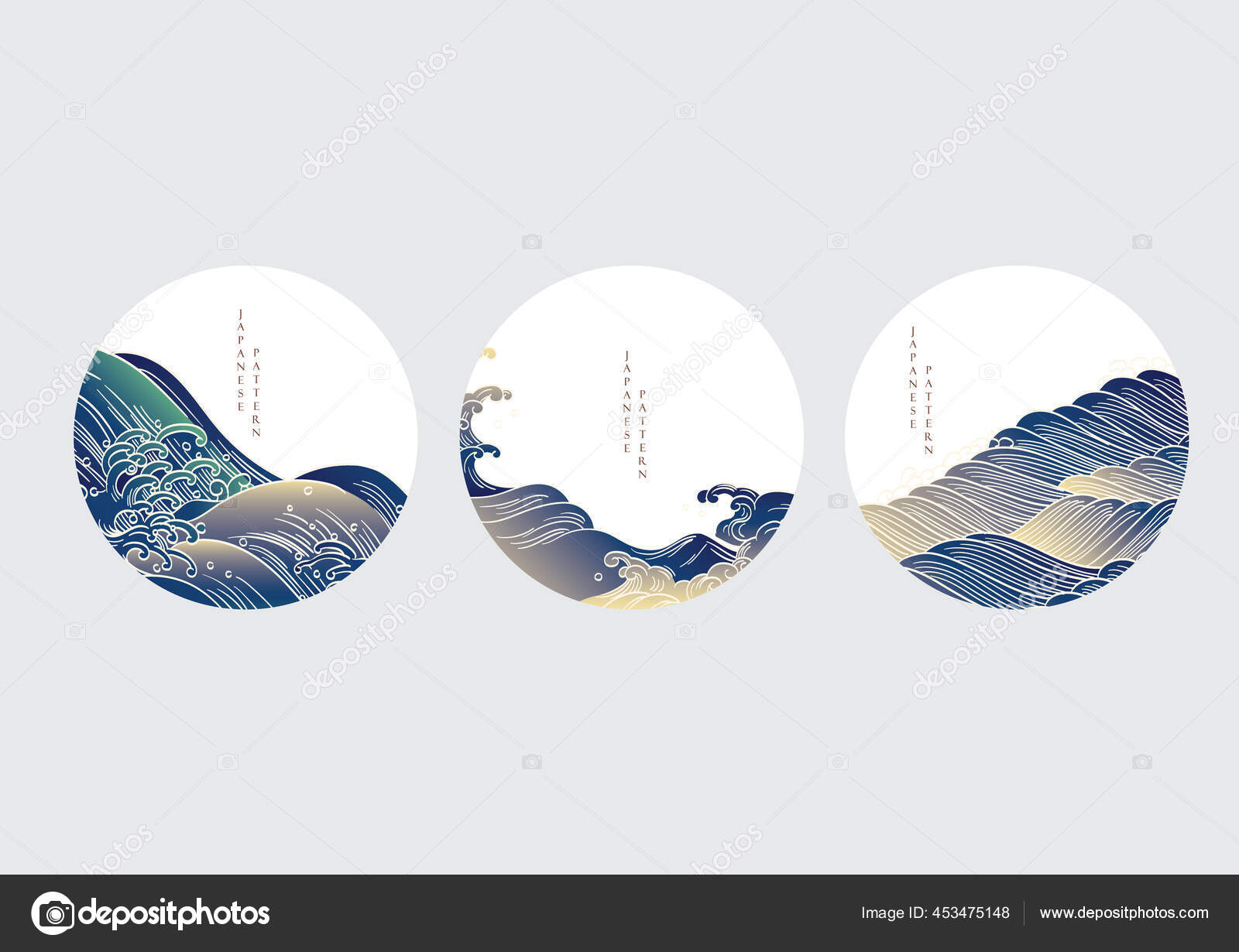 Japanese Background Brush Stroke Element Vector Hand Drawn Wave Pattern ...