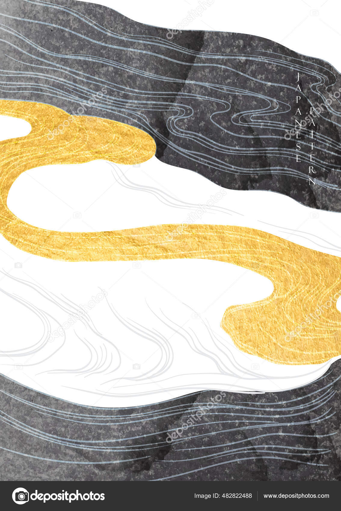 Japanese Background Line Pattern Vector Abstract Landscape Template ...