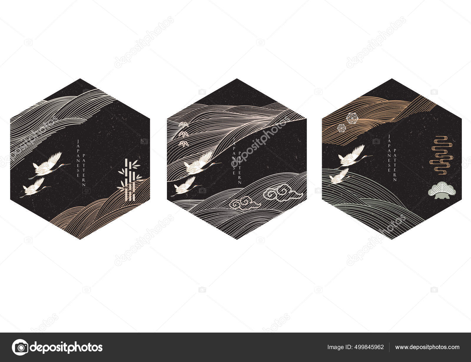 Japanese Background Line Pattern Vector Abstract Landscape Template ...